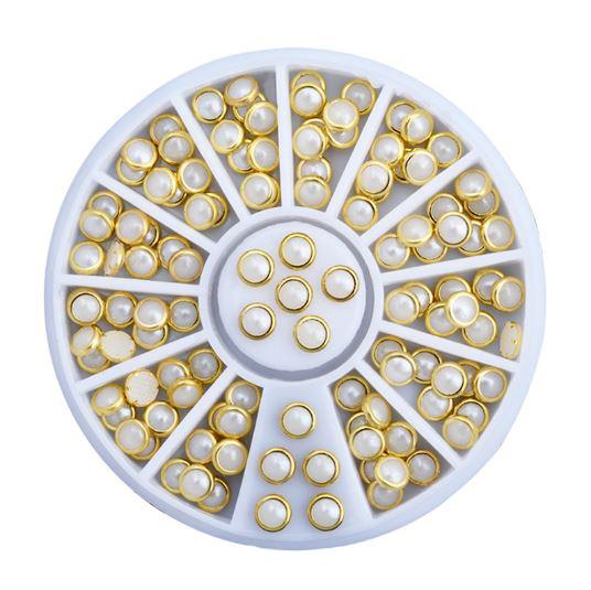 Nail Art Hvide Perler | Med flot guld kant – Gellak.dk